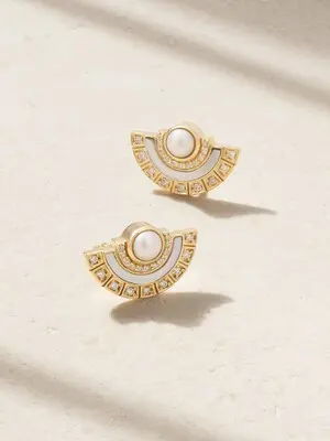 Sorellina Alba 18-karat Diamond And Pearl Earrings - Gold