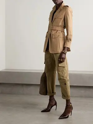Max Mara Pacos Belted Cotton-canvas Jacket