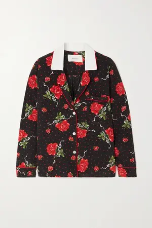 RODARTE Floral-print Silk Crepe De Chine Shirt - Black