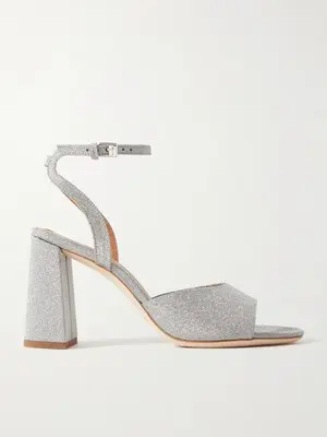 Staud Glittered Leather Block Heel Sandals