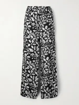 Marni Printed Crepe Straight-leg Pants - Black