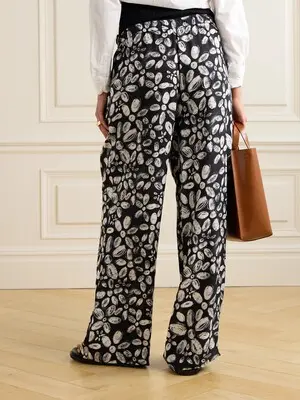 Marni Printed Crepe Straight-leg Pants - Black