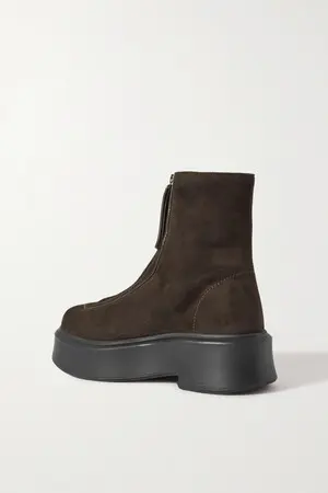 THE ROW Nobilis Suede Platform Ankle Boots - Brown