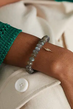 SYDNEY EVAN Lightning Bolt 14-karat Gold, Labradorite And Diamond Bracelet