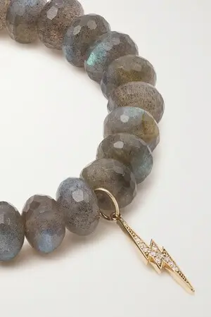 SYDNEY EVAN Lightning Bolt 14-karat Gold, Labradorite And Diamond Bracelet