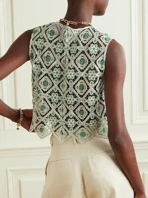 La DoubleJ Aria Cropped Macramé Tank