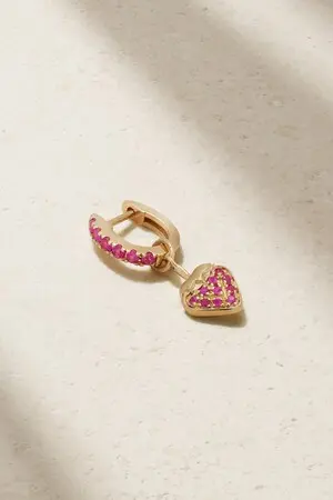 ROXANNE FIRST Dangly 14-karat Sapphire And Ruby Single Earring - Gold