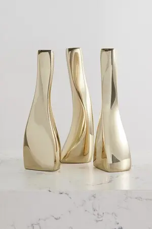 FOURTH STREET Set Of Three -tone Candlesticks - Gold