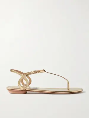 AQUAZZURA Almost Bare Metallic Leather Sandals - Gold