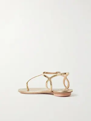 AQUAZZURA Almost Bare Metallic Leather Sandals - Gold