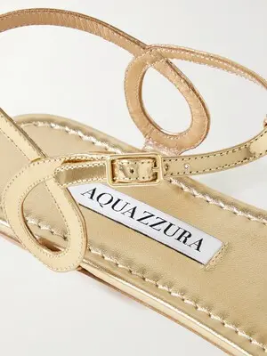 AQUAZZURA Almost Bare Metallic Leather Sandals - Gold