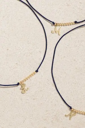 SYDNEY EVAN Initial 14-karat Gold And Cord Bracelet - Blue