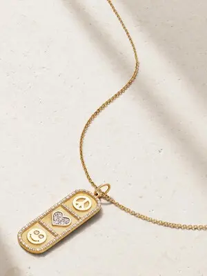 SYDNEY EVAN Cartouche Icon 14-karat Diamond Necklace - Gold