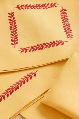 ANGELA WICKSTEAD Set Of Four Embroidered Linen Napkins