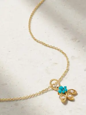 SYDNEY EVAN 14-karat Turquoise And Diamond Necklace - Gold