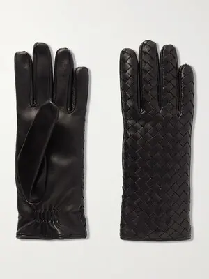 Bottega Veneta Intrecciato Leather Gloves - Black