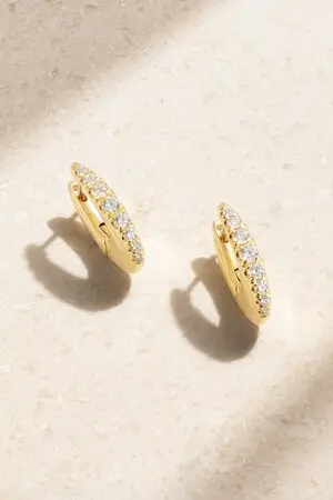 Melissa Kaye Lulu Small 18-karat Diamond Hoop Earrings - Gold