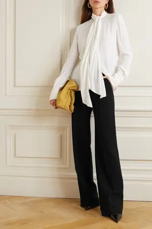 Another Tomorrow Net Sustain Stretch-merino Wool Wide-leg Pants