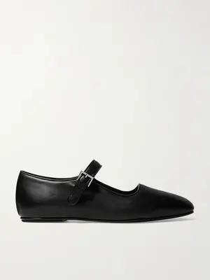 THE ROW Ava Leather Ballet Flats - Black