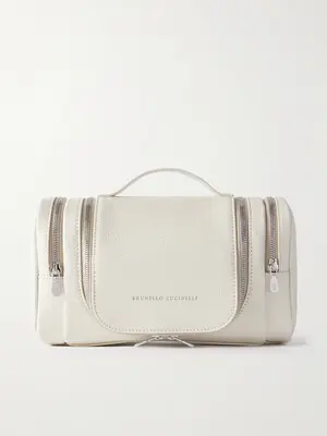 Brunello Cucinelli Textured Leather Cosmetics Case - White