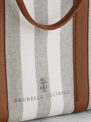 Brunello Cucinelli Striped Canvas Tote