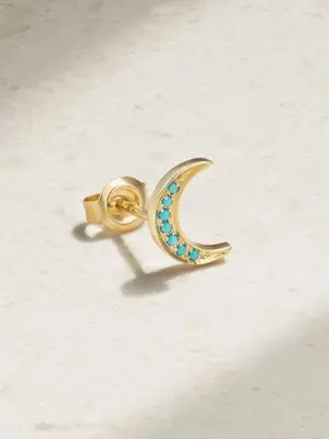 ANDREA FOHRMAN Mini Crescent 14-karat Turquoise Stud Earring - Gold