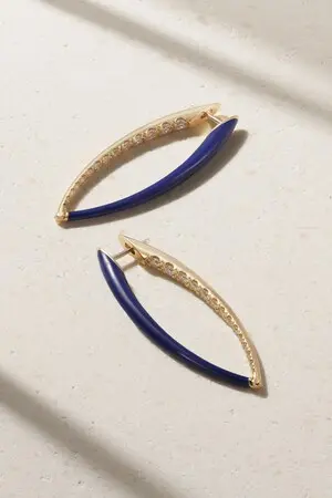 Melissa Kaye Cristina Large 18-karat Diamond And Enamel Earrings - Gold