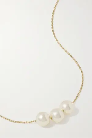 Mizuki 14 Karat Gold And Pearl Necklace - White