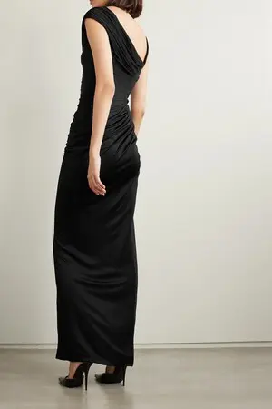 Versace Asymmetric Embellished Gown - Black