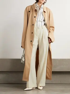 Another Tomorrow Pleated Merino Wool-twill Wide-leg Trousers