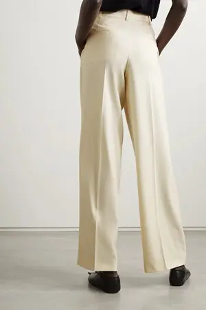 Another Tomorrow Pleated Merino Wool-twill Wide-leg Trousers