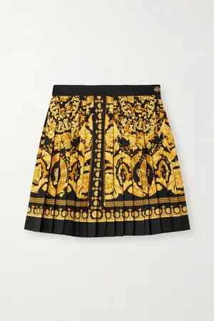 Versace Pleated Printed Silk-twill Mini Skirt