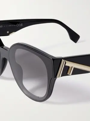 Fendi First D-frame Embellished Sunglasses - Black