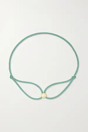 OCTAVIA ELIZABETH 18-karat Recycled Gold Diamond And Cord Bracelet - Green