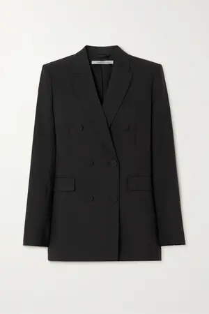 Another Tomorrow Double-breasted Merino Wool Jacket - Black