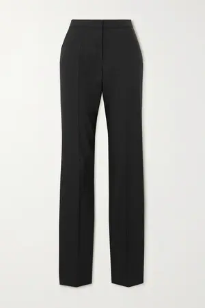 Another Tomorrow Pleated Merino Wool Straight-leg Pants