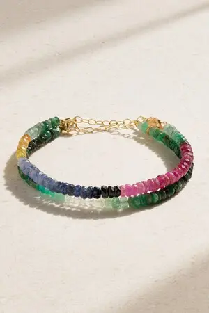 Jia Jia Set Of Two 14-karat Gold, Sapphire And Emerald Bracelets - Green