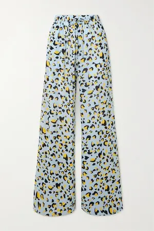 AZ FACTORY Lutz Huelle Leopard-print Wide-leg Crepe De Chine Trousers - Multi