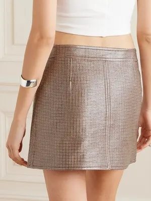 COURREGES Reedition Appliquéd Checked Mini Skirt - Brown