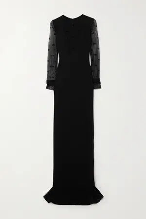 Givenchy Flocked Tulle-trimmed Crepe Gown