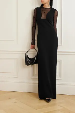 Givenchy Flocked Tulle-trimmed Crepe Gown