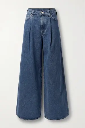 GOLDSIGN The Atticus Pleated Low-rise Wide-leg Jeans