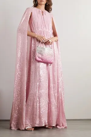 Erdem Kenley Cape-effect Sequined Chiffon Gown