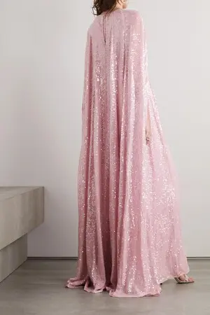 Erdem Kenley Cape-effect Sequined Chiffon Gown