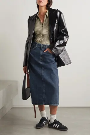 GOLDSIGN Denim Midi Skirt
