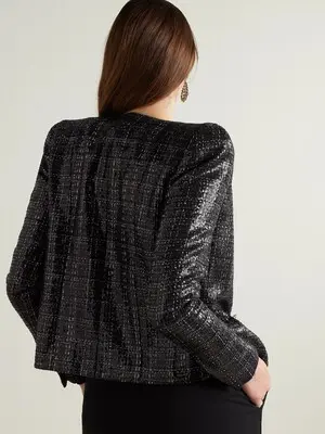 Balmain Crystal-embellished Sequined Tweed Jacket