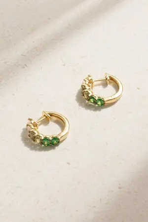 ROXANNE FIRST 14-karat Gold Sapphire Hoop Earrings - Green