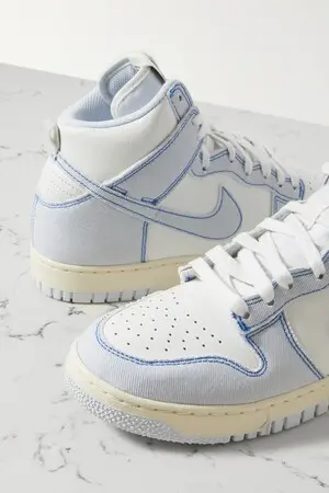 Nike Dunk 1985 Topstitched Denim And Leather High-top Sneakers