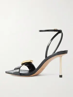 Jacquemus Regalo Embellished Croc-effect Glossed-leather Sandals