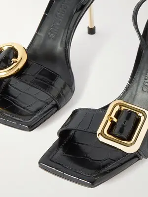 Jacquemus Regalo Embellished Croc-effect Glossed-leather Sandals